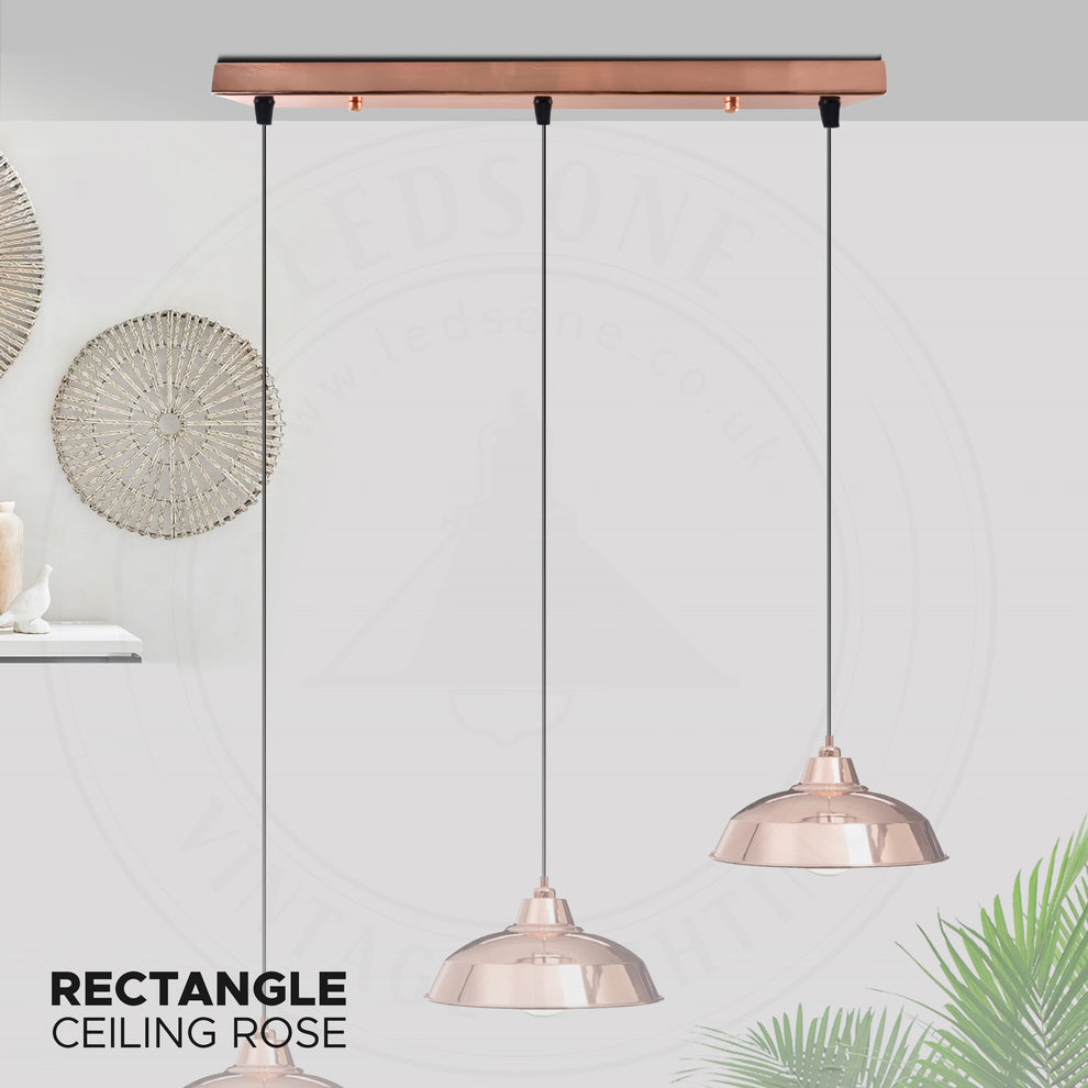 3 Outlet Rectangle Ceiling Rose Light Fixture – Vintagelite