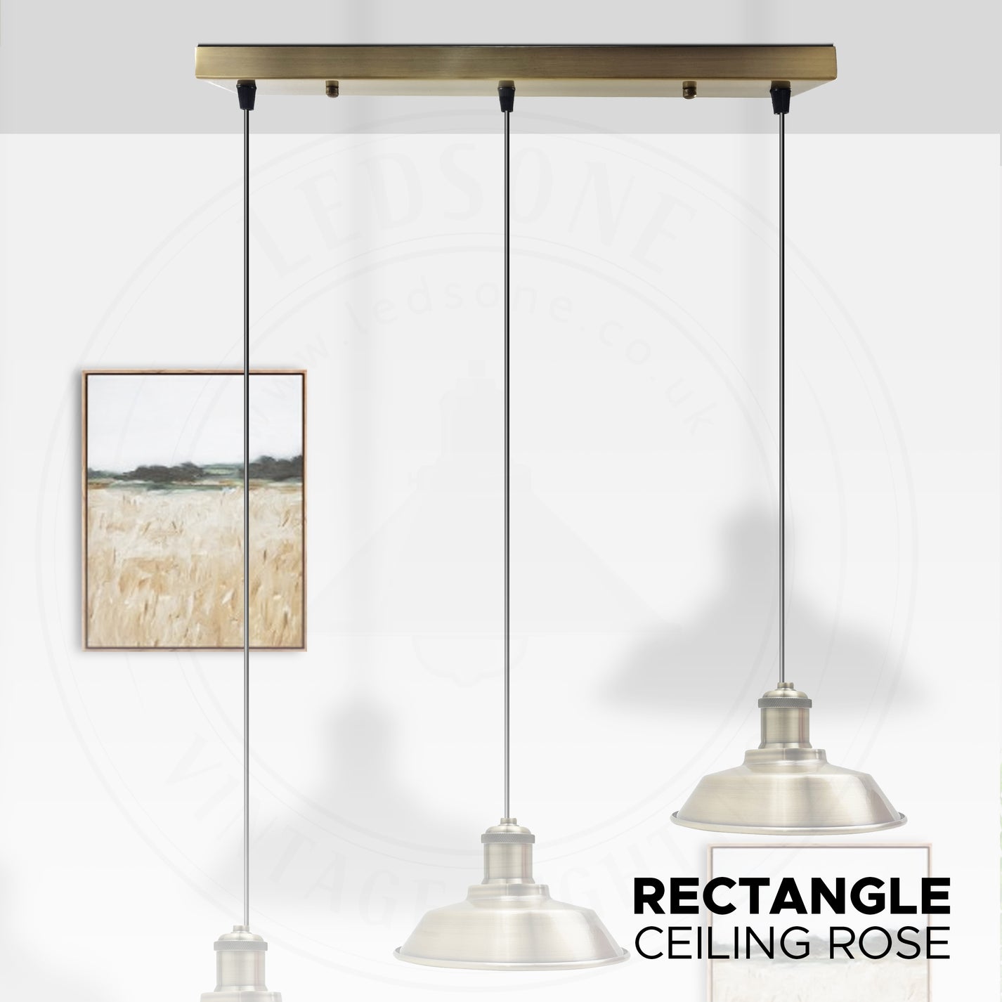 3 Outlet Rectangle Ceiling Rose Light Fixture – Vintagelite