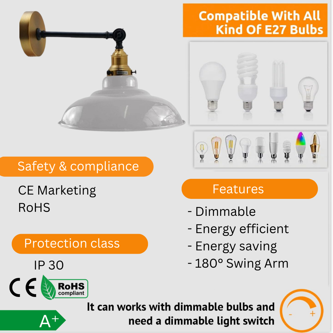 Vintage Industrial Wall Sconce Light Adjustable Wall lamp|VintageliteUK