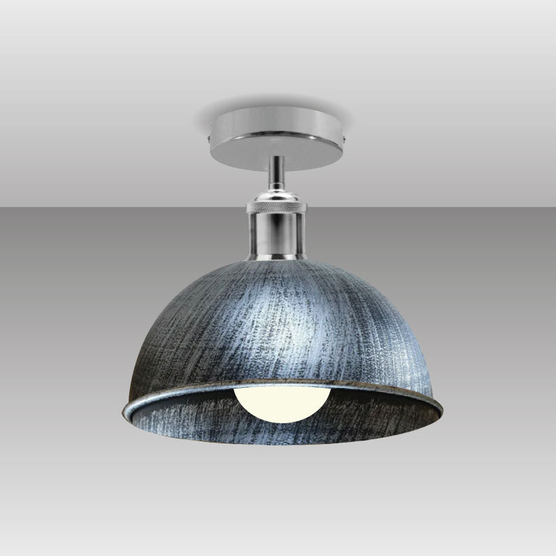 Brushed Silver Ceiling Light Rustic Color Metal Lampshade – Vintagelite