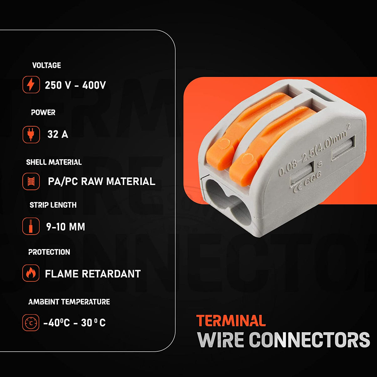 2 Way Reusable spring lever terminal block electrical cable clamp wire ...
