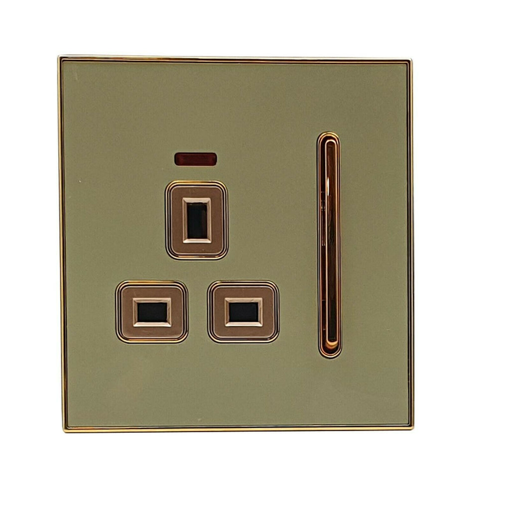 Decorative Gold Glossy Main Plug One Gang Switch Socket Full Range UK ...