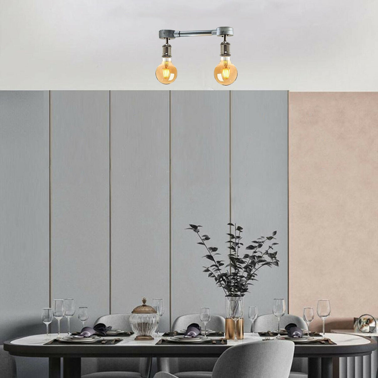 Galvanized Pipe Ceiling Light | Vintagelite UK