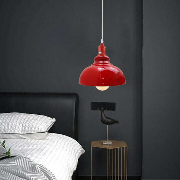 Industrial Red Curvy Lampshade Ceiling Pendant Light|Vintagelite.UK